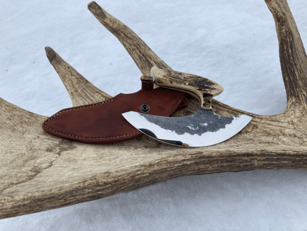 Alaska Made Ulu Hand Forged Culinary Knife with Moose Antler Handle ...