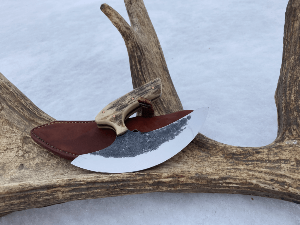 Alaska Made Ulu Hand Forged Culinary Knife with Moose Antler Handle ...