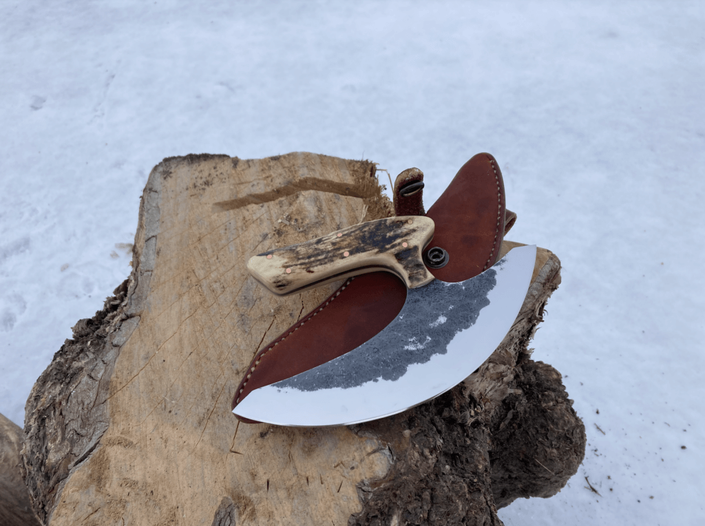 Alaska Made Ulu Hand Forged Culinary Knife with Moose Antler Handle ...